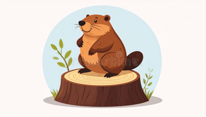 Wild Beaver on Tree Stump, Nature S Harmony in the Forest Stock ...