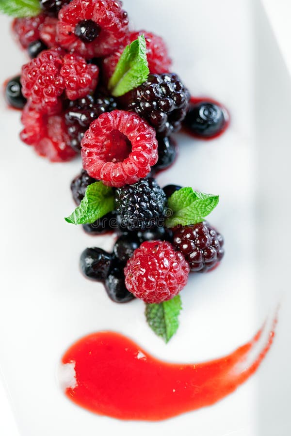Wild Berries with Fruits of the Forest Sauce Stock Image - Image of ...