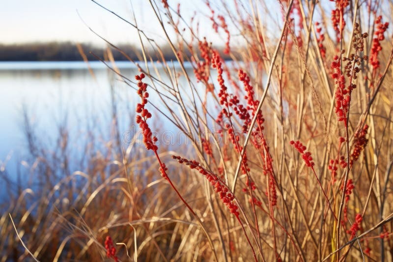 Wild Berries Growing Thick Bush Bordering Marsh Stock Photos - Free ...