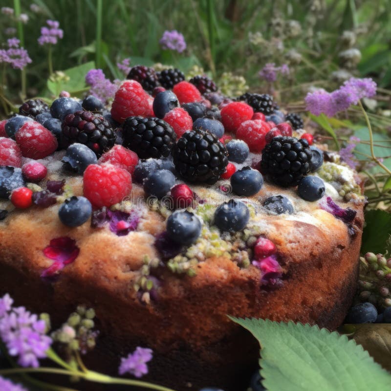 Wild Berry Cake. Created Using Generative Al Tools Stock Illustration ...