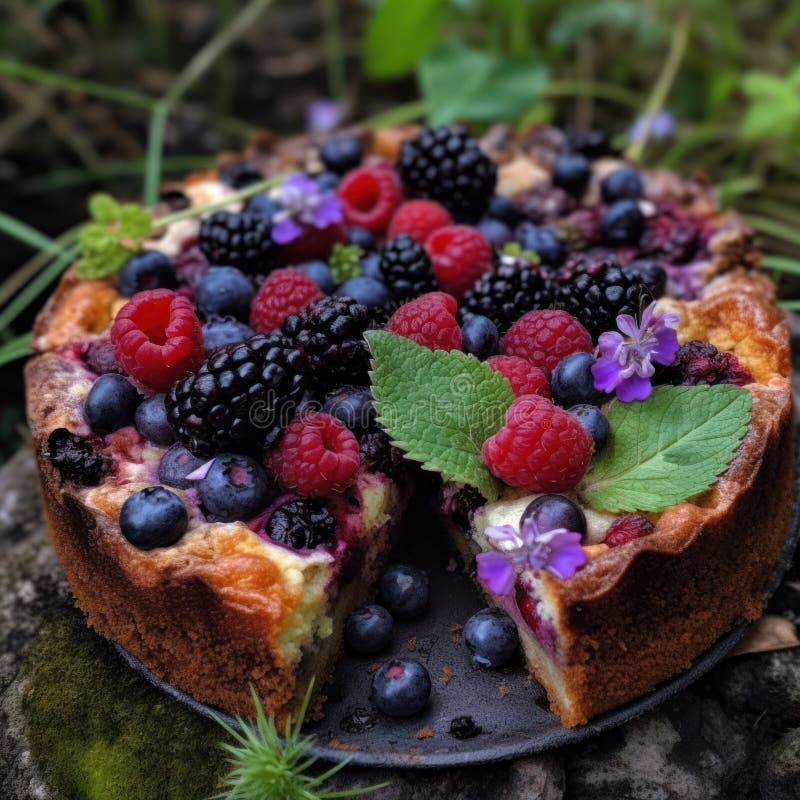 Wild Berry Cake. Created Using Generative Al Tools Stock Illustration ...