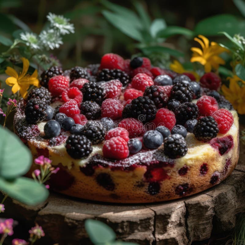 Wild Berry Cake. Created Using Generative Al Tools Stock Illustration ...