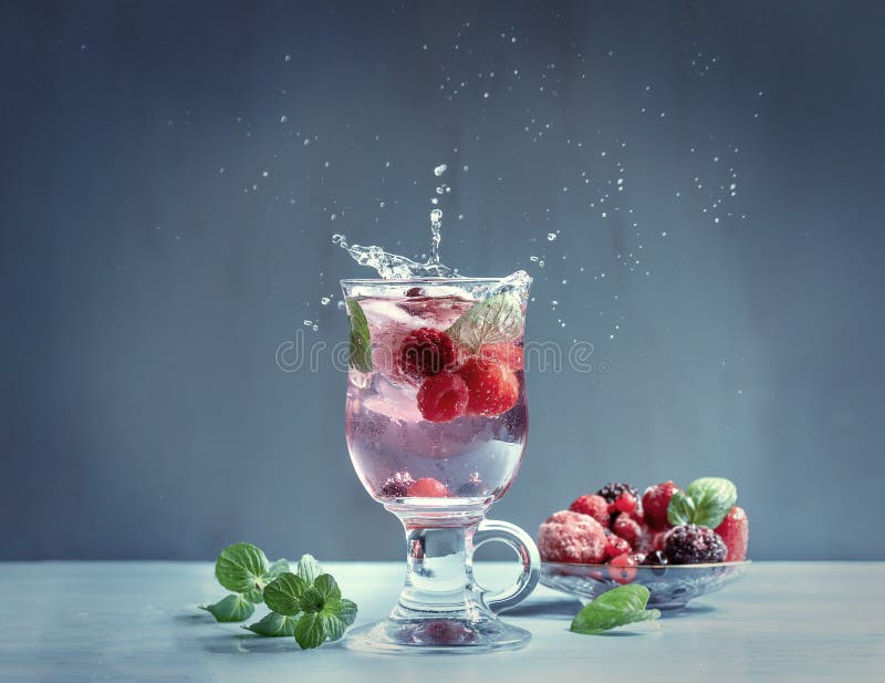 Wild Berry Cocktail with Splashes Stock Photo - Image of juice ...