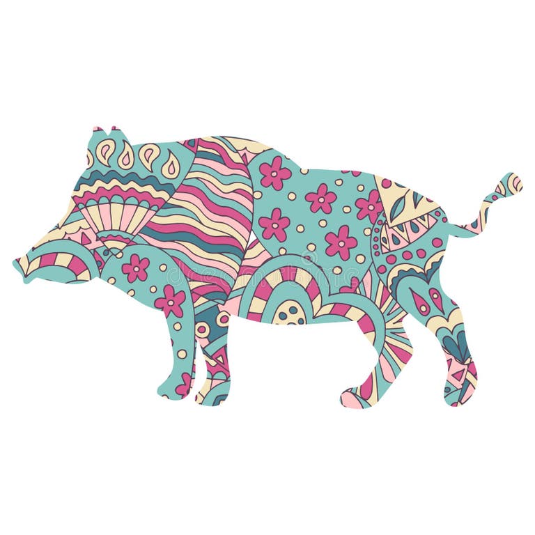 Wild Boar with an Abstract Pattern Stock Vector - Illustration of ...