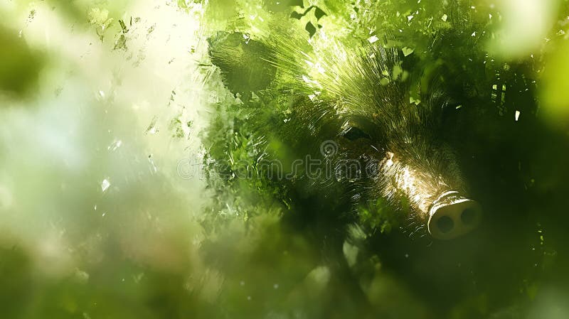 Wild Boar Bursting from Foliage, Forest Background, Nature Poster Stock ...