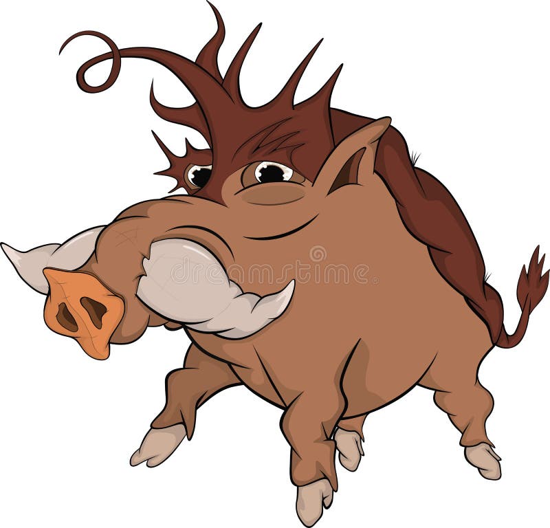 Wild boar. Cartoon stock vector. Illustration of caricature - 20510623