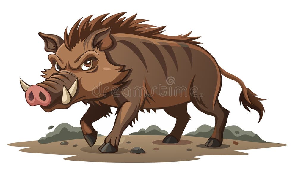 Wild Boar Digging Tusks into Soil Forest Floor Foraging Behavior Stock ...