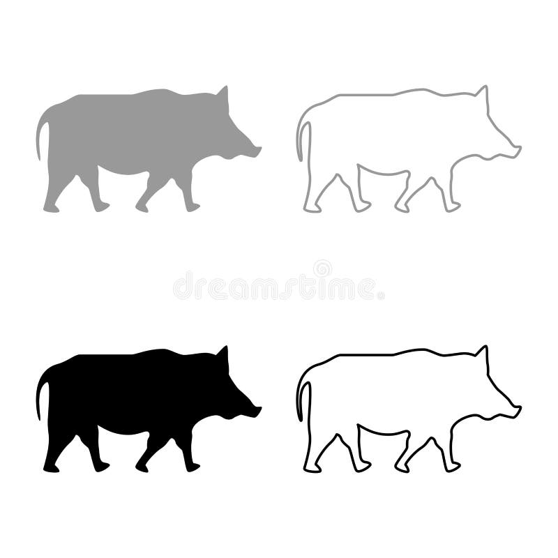 Wild Boar Wild Pig Hog Warthog Icon Set Black Color Vector Illustration Flat Style Image Stock ...