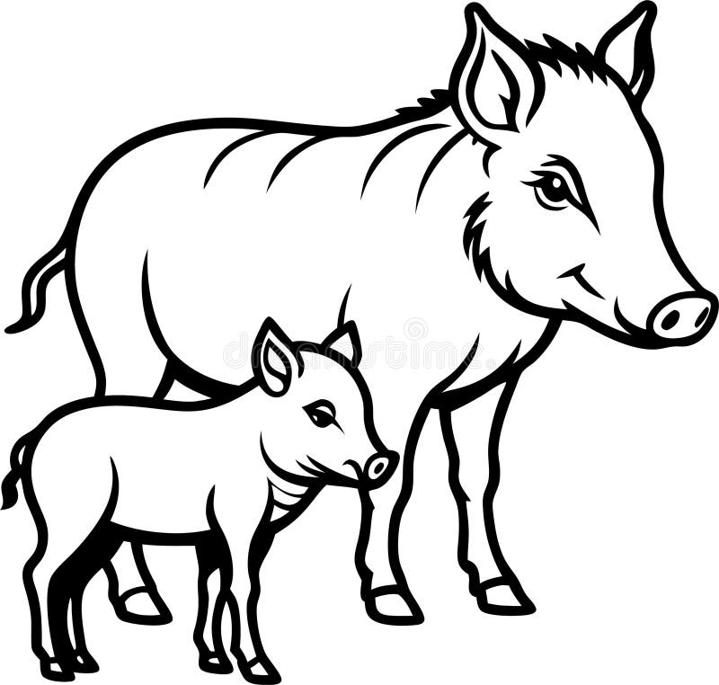 Wild Boar Running in Front of Vector Art Illustration Stock ...