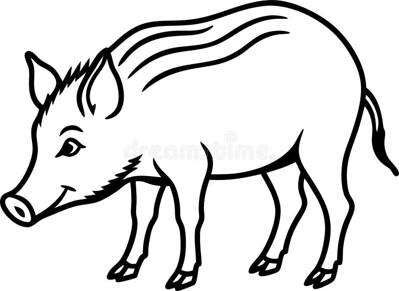 Wild Boar Running in Front of Vector Art Illustration Stock ...