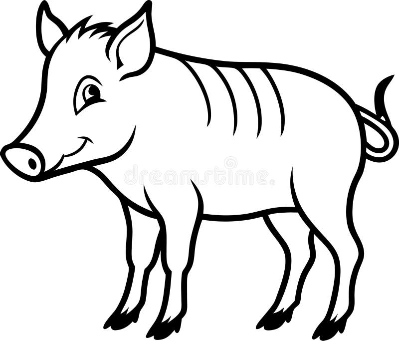 Wild Boar Running in Front of Vector Art Illustration Stock ...