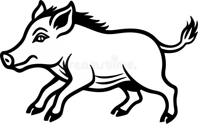 Wild Boar Running in Front of Vector Art Illustration Stock ...