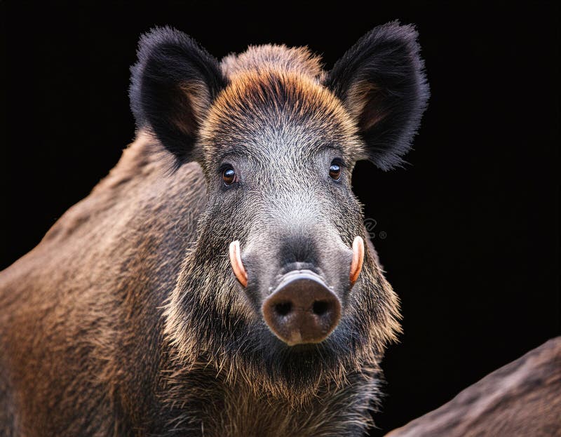 A Wild Boar with Sharp Tusks and Keen Eyes Stock Illustration ...
