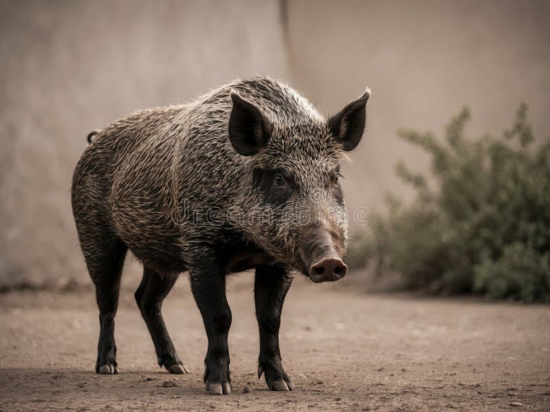 Wild Boar Standing in Alert Stance in Rugged Fur. Stock Image - Image ...