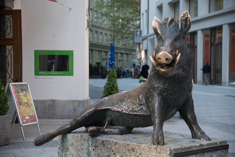 Wild boar statue stock image. Image of wild, street, famous - 53898685