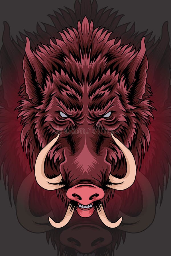 Red Wild Boar Vector Illustration Stock Vector - Illustration of wild ...