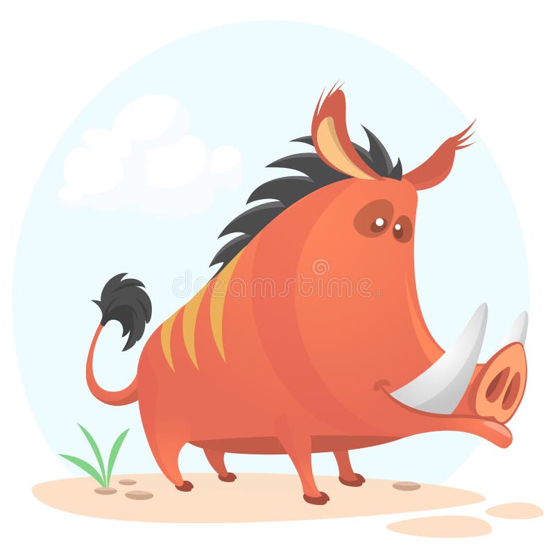 Wild Boar or Wild Pig Cartoon. Vector Illustration on White. Stock ...