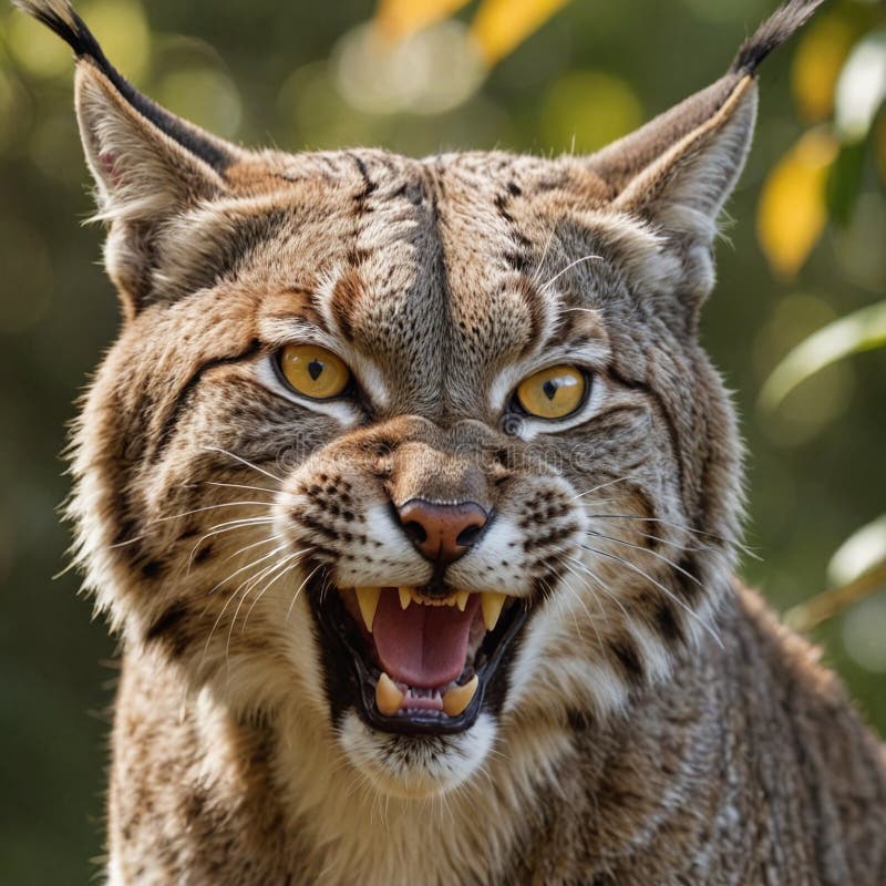 Wild Bobcat in the Shadows Fierce Predator in Closeup Stock ...