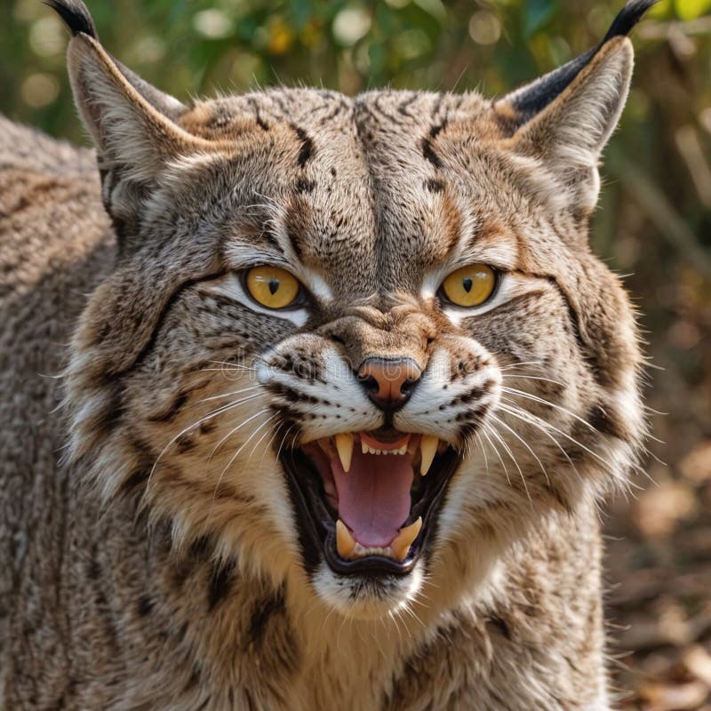 Wild Bobcat in the Shadows Fierce Predator in Closeup Stock ...