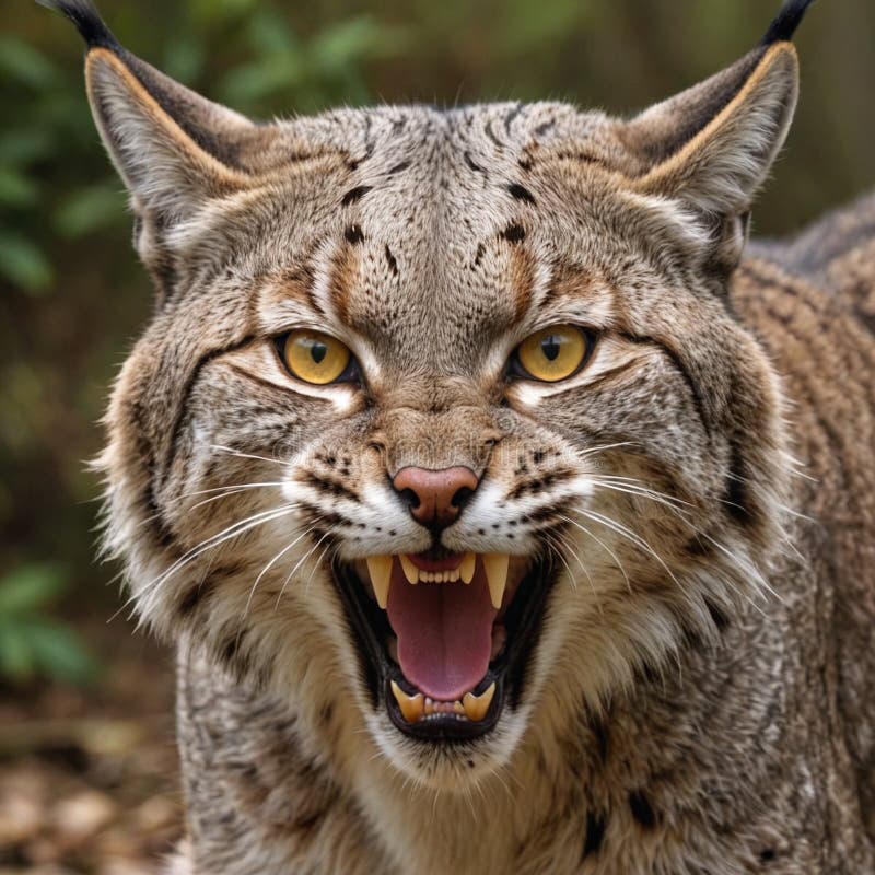 Wild Bobcat in the Shadows Fierce Predator in Closeup Stock ...