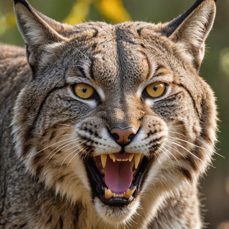 Wild Bobcat in the Shadows Fierce Predator in Closeup Stock ...