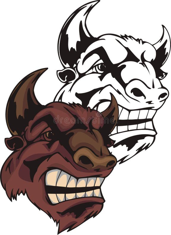 Wild brown oxen stock vector. Illustration of emblem, design - 6498981