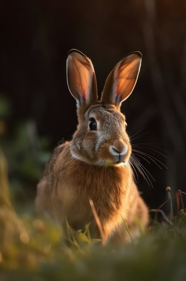 Wild Brown Rabbit in the Grass. Stock Illustration - Illustration of ...