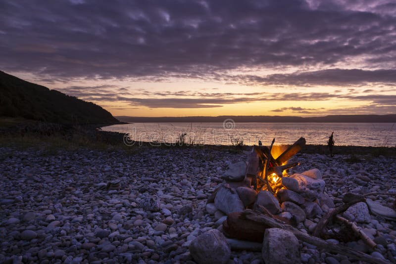 Wild Camping Fire on Arran Beach Stock Image - Image of camping, wilds ...