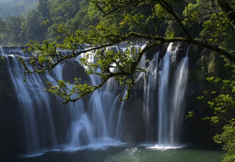 Wild Cascade between Stones in Forest Landscape Stock Image - Image of ...
