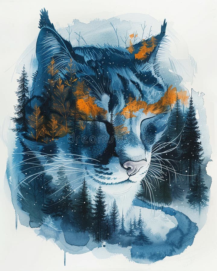 Wild Cat Awareness Talk Flat Design Top View Theme Tundra Water Color ...