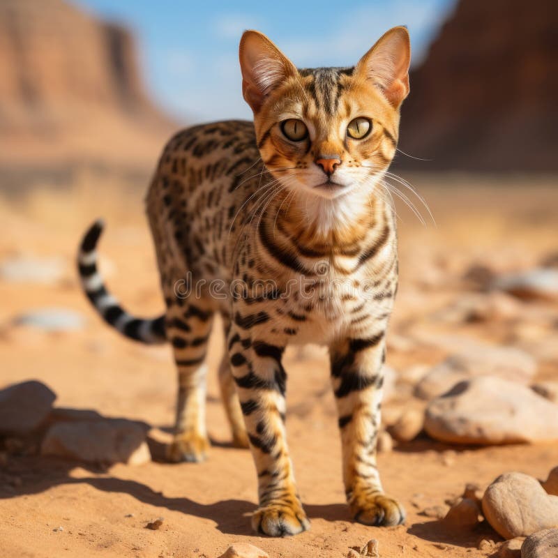 Wild Cat Under the Sun Close-up Stock Illustration - Illustration of ...