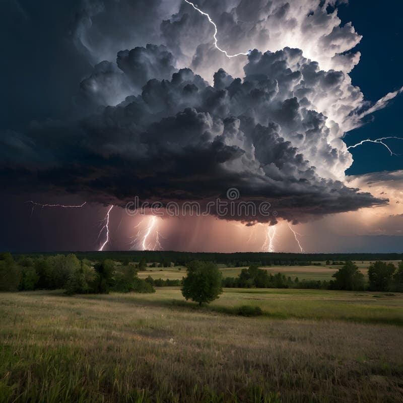 Wild Cloudy Thunder Thunderstorm Lightning Bolt Stock Illustration ...