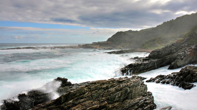 Wild Coast and High Waves, Storms River Mouth Stock Photo - Image of ...