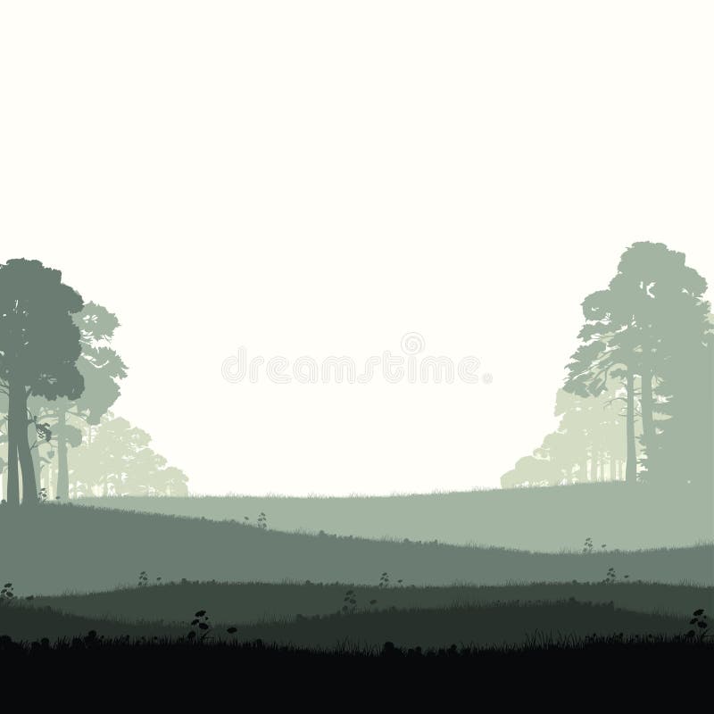 Panorama of Wild Coniferous Winter Forest Stock Illustration ...