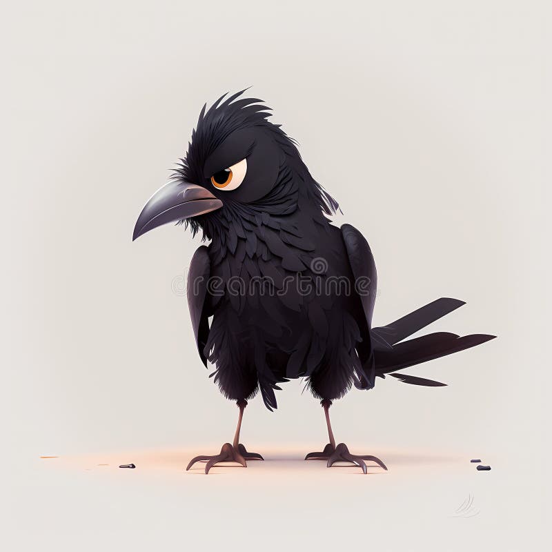 Crow Cartoon Style. Generative AI Stock Illustration - Illustration of ...