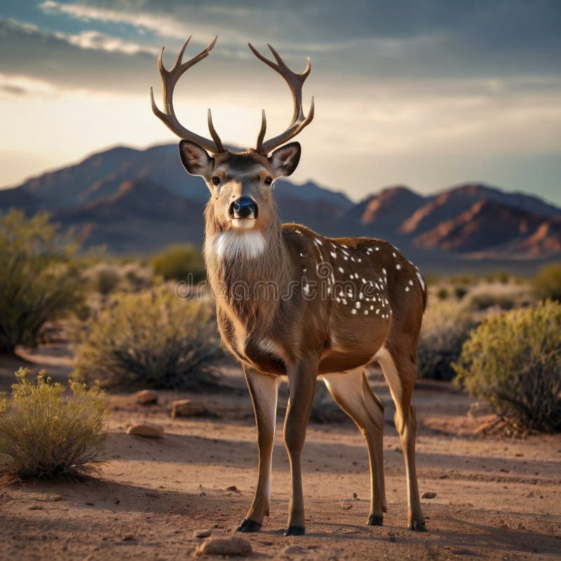 Wild desert Deer stock illustration. Illustration of fawns - 325457131