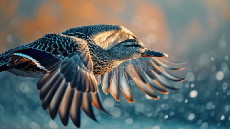 Wild Duck in Dynamic Flight. AI Generated Stock Illustration ...