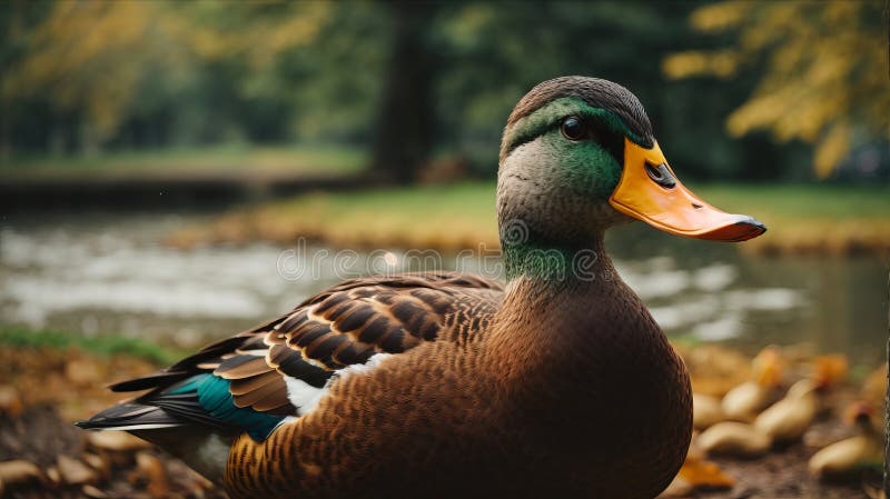 Wild Duck in the Park, Close-up. Stock Illustration - Illustration of ...