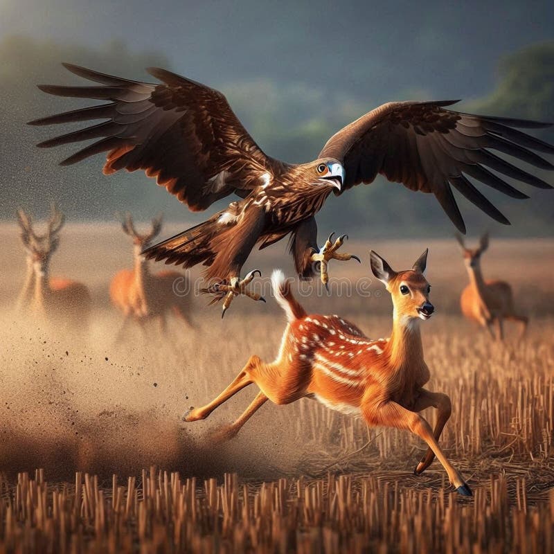 A Wild Eagle Flying Towards it Prey Trying To Catch the Animal with Its ...