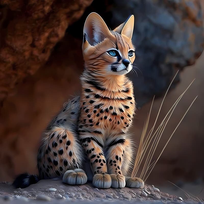 Wild Exotic Cat. Generative AI Stock Illustration - Illustration of ...