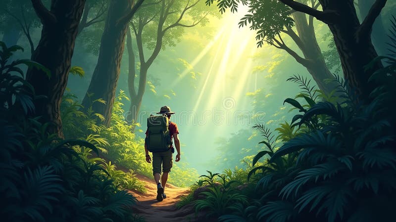 Wild Expedition: the Thrill of Jungle Exploration Stock Illustration ...