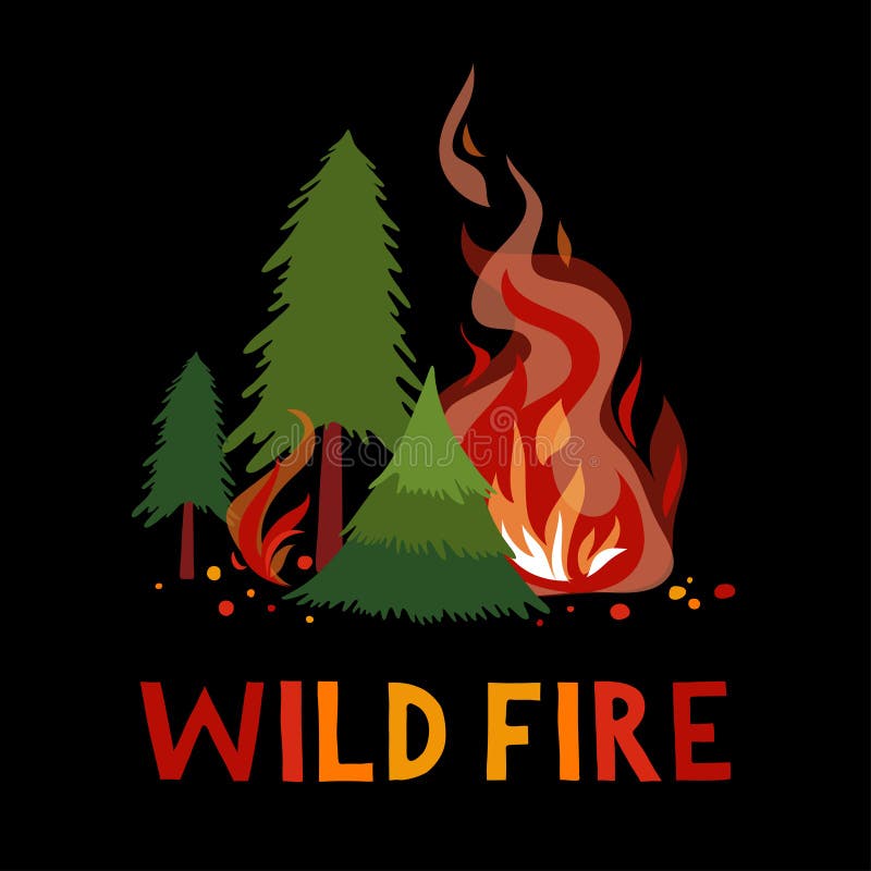 Wild fire in a forest. stock vector. Illustration of icon - 80486252