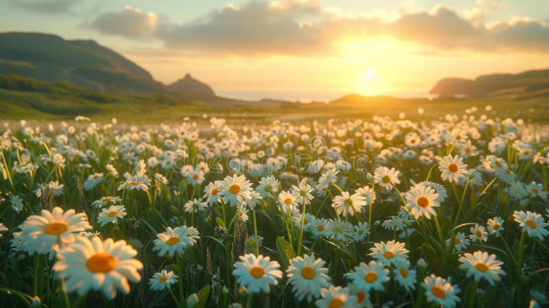 Wild Flowers in the Backdrop of the Oregon Coast Stock Illustration ...