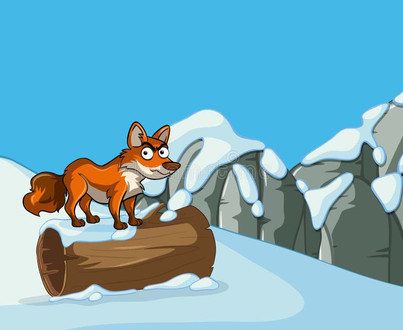 Wild fox on snow mountain stock vector. Illustration of living - 97675218
