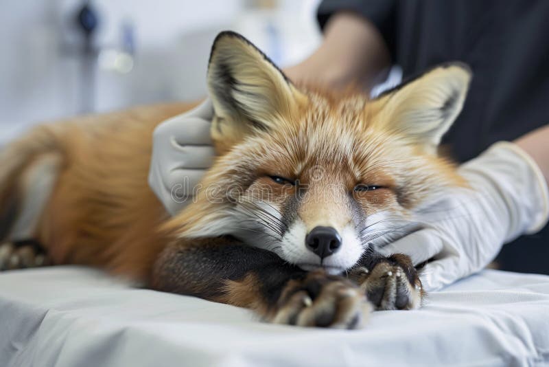 Sick fox at vet stock illustration. Illustration of professional ...