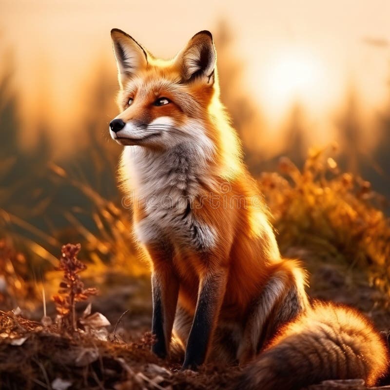 Wild fox stock illustration. Illustration of attention - 293696294