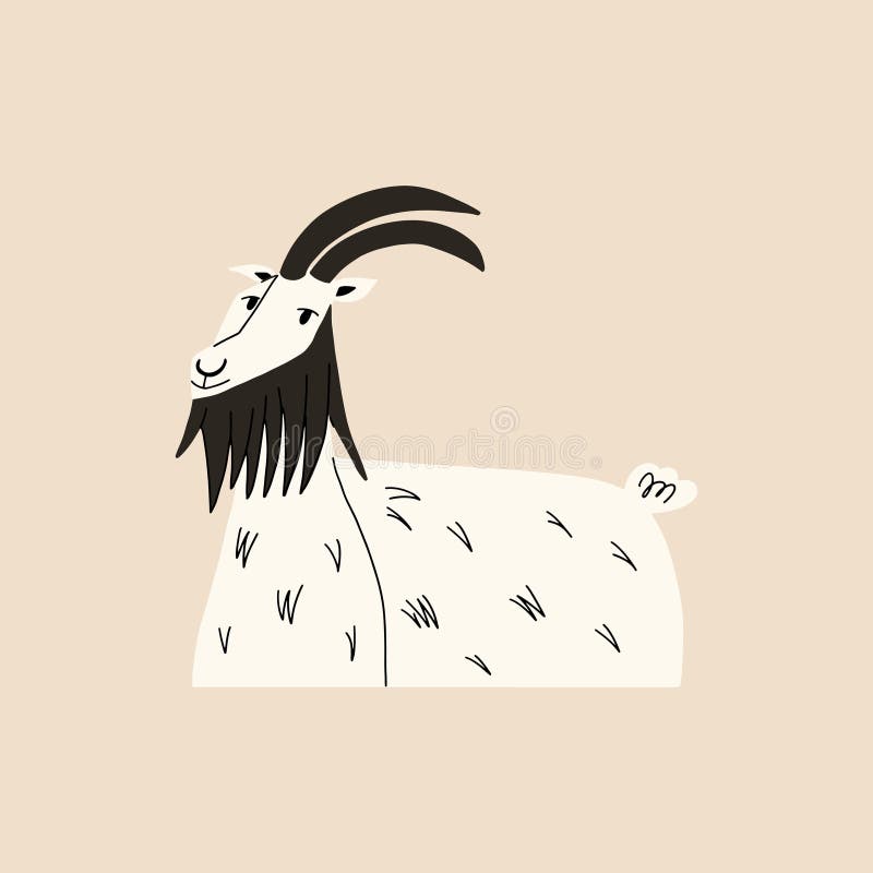 Wild Goat in Flat Style. Vector Illustration Stock Vector ...