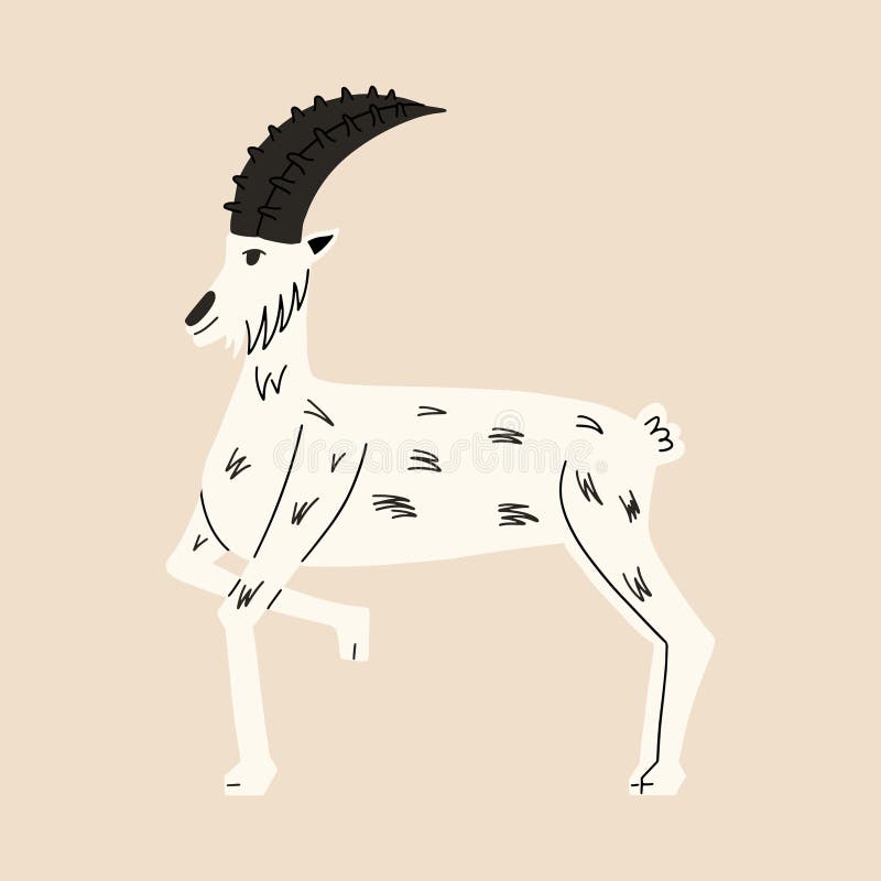 Wild Goat in Flat Style. Vector Illustration Stock Vector ...