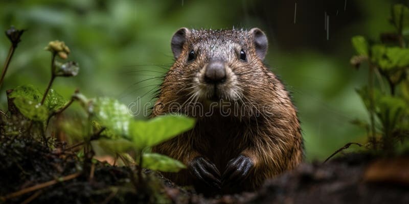 Wild Hamster in the Forest in the Rain Stock Image - Image of tiny ...
