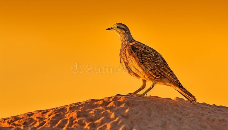 Wild Hawk Perching on Sand, Back Lit by Sunset Beauty Generated by AI ...